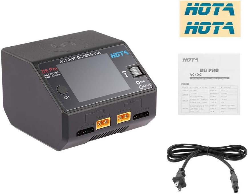 HOTA D6 Pro Lipo Charger AC200W DC650W 15A for LiHv Nicd NiMH Lipo ...
